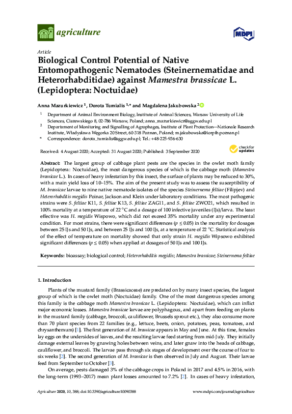 (PDF) Biological control potential of native entomopathogenic nematodes (Steinernematidae and ...