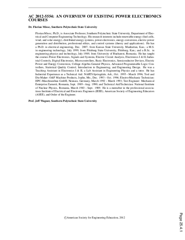 (PDF) An Overview of Existing Power Electronics Courses