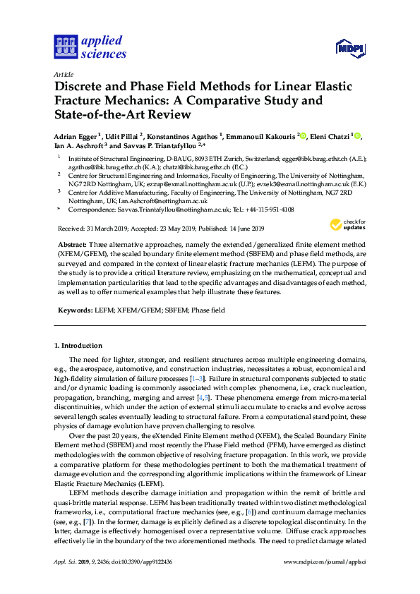 (PDF) Discrete and Phase Field Methods for Linear Elastic Fracture Mechanics: A Comparative ...