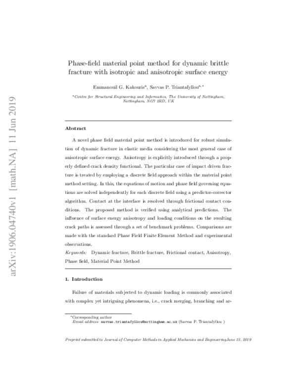 (PDF) Phase-Field Material Point Method for dynamic brittle fracture with isotropic and ...