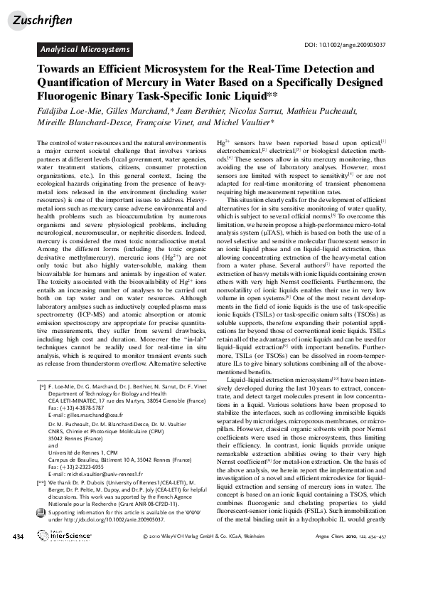 Pdf Towards An Efficient Microsystem For The Real‐time Detection And Quantification Of Mercury