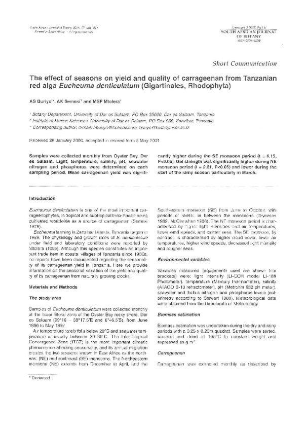 (PDF) The effect of seasons on yield and quality of carrageenan from ...