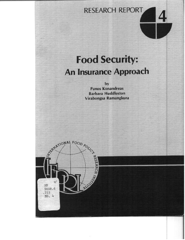 (PDF) Food Security: An Insurance Approach