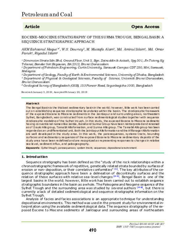 (PDF) Eocene–Miocene Stratigraphy of the Surma Trough, Bengal Basin: A ...