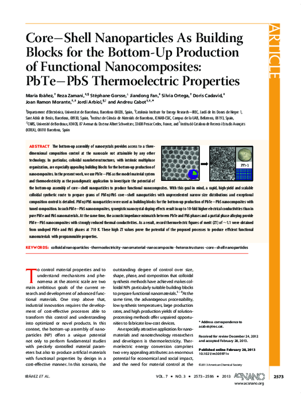 (PDF) Core–Shell Nanoparticles As Building Blocks for the Bottom-Up Production of Functional ...