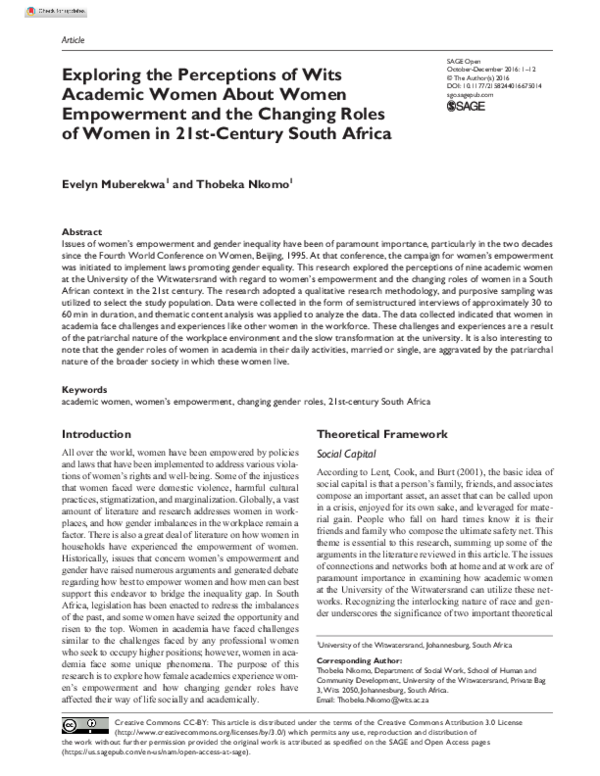 (PDF) Exploring the Perceptions of Wits Academic Women About Women ...
