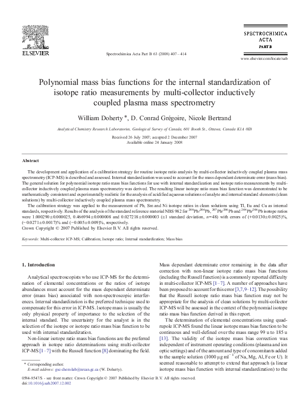 (PDF) Polynomial mass bias functions for the internal standardization of isotope ratio ...