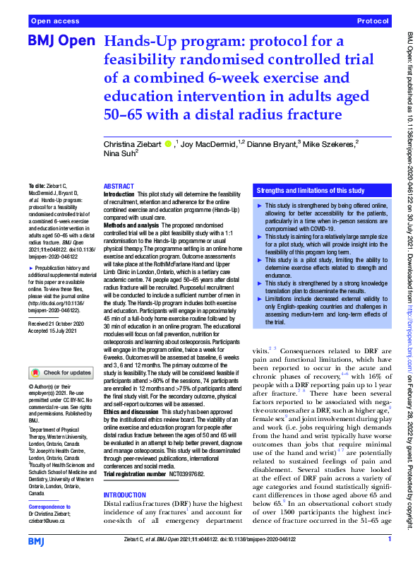 (PDF) Hands-Up program: protocol for a feasibility randomised ...