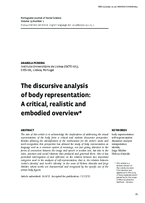 (PDF) The discursive analysis of body representation: A critical ...