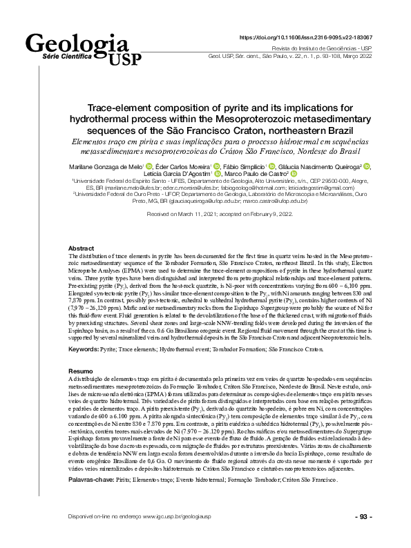(PDF) Trace-element composition of pyrite and its implications for hydrothermal process within ...