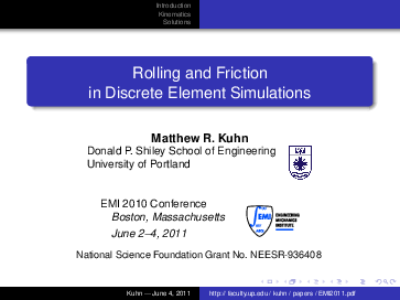 (PDF) Rolling and Friction in Discrete Element Simulations