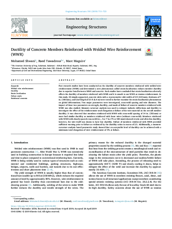 (PDF) Ductility of Concrete Members Reinforced with Welded Wire ...