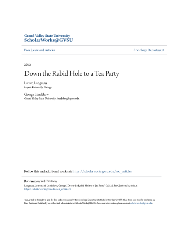(PDF) Down the Rabid Hole to a Tea Party