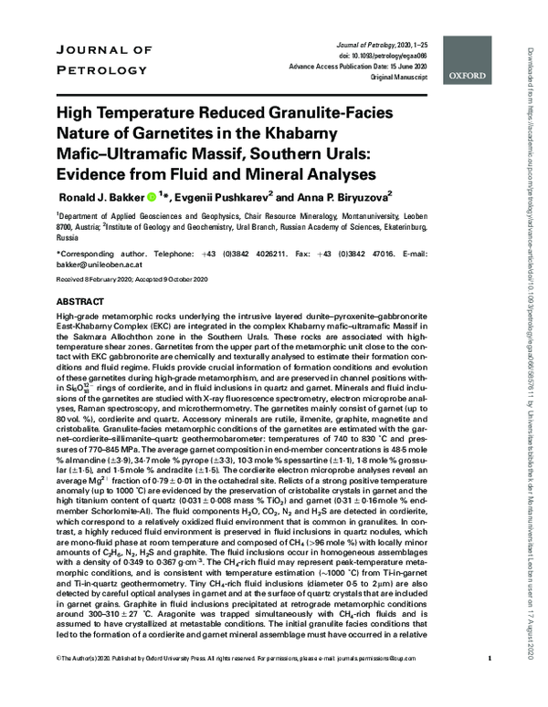 (PDF) High Temperature Reduced Granulite-Facies Nature of Garnetites in ...