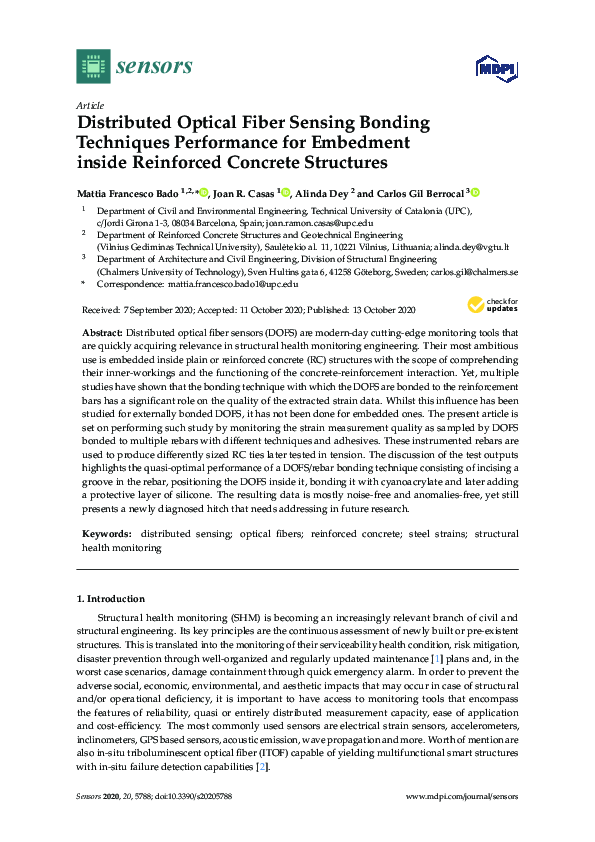 (PDF) Distributed Optical Fiber Sensing Bonding Techniques Performance ...