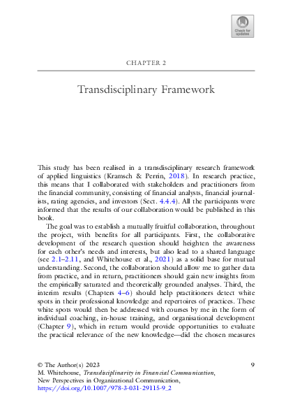 (PDF) Transdisciplinary Framework
