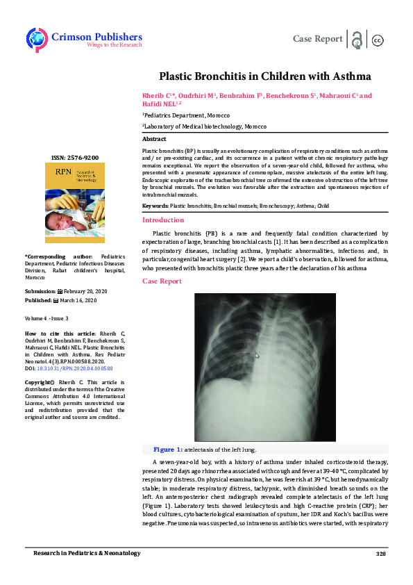 (PDF) Plastic Bronchitis in Children with Asthma