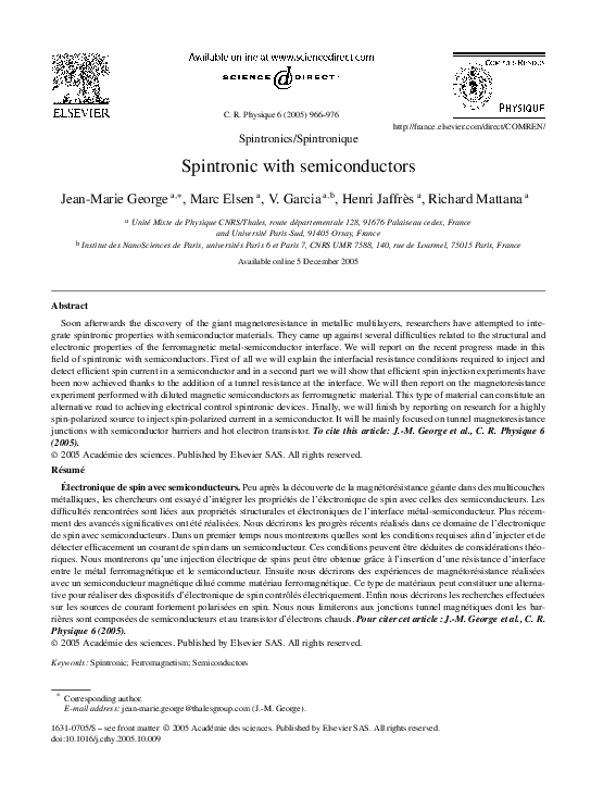 (PDF) Spintronic with semiconductors