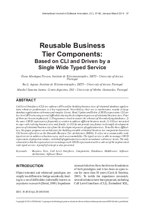 (PDF) Reusable Business Tier Components