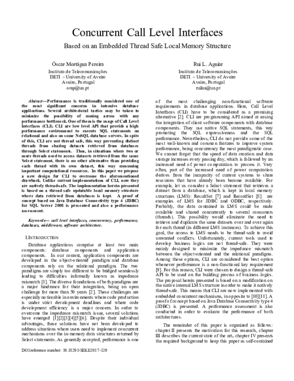 (PDF) Concurrent Call Level Interfaces Based on an Embedded Thread Safe ...