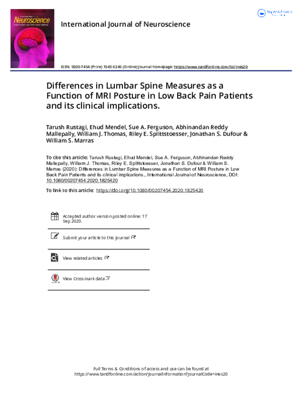 (PDF) Differences in lumbar spine measures as a function of MRI posture in low back pain ...