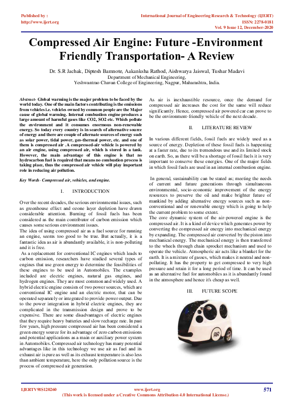 (PDF) Compressed Air Engine: Future -Environment Friendly ...