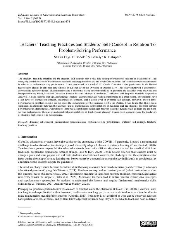 (PDF) Teachers’ Teaching Practices and Students’ Self-Concept in ...