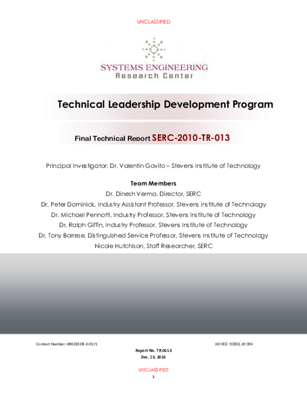 (PDF) Technical Leadership Development Program
