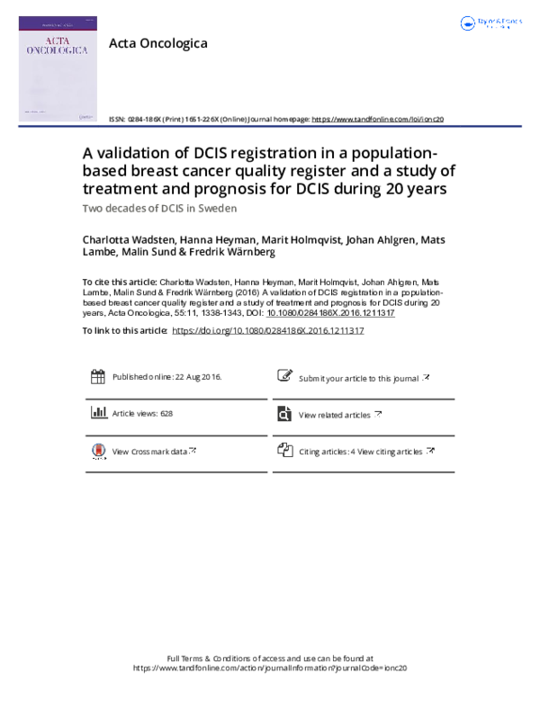 (PDF) A validation of DCIS registration in a population-based breast ...