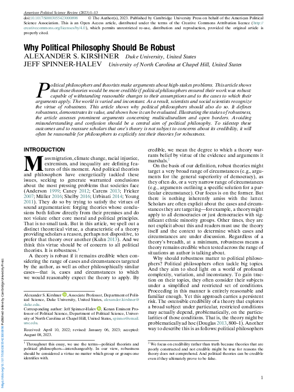 (PDF) Why Political Philosophy Should be Robust final | Jeff Spinner ...