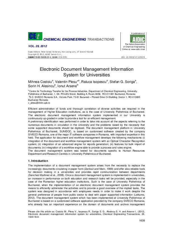 (PDF) Electronic Document Management Information System for Universities