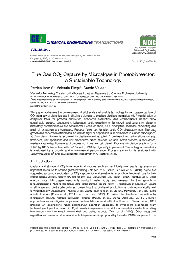 (PDF) Flue Gas CO2 Capture by Microalgae in Photobioreactor: a ...