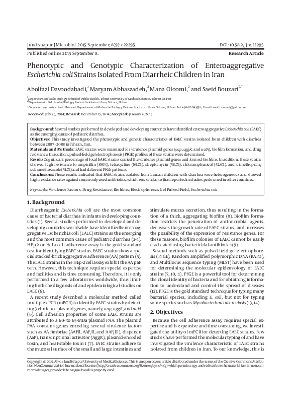 (PDF) Phenotypic and Genotypic Characterization of Enteroaggregative Escherichia coli Strains ...