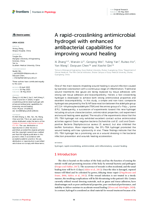 (PDF) A rapid-crosslinking antimicrobial hydrogel with enhanced ...
