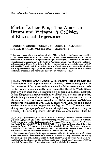 (PDF) Martin Luther King, the American dream and Vietnam: A collision ...