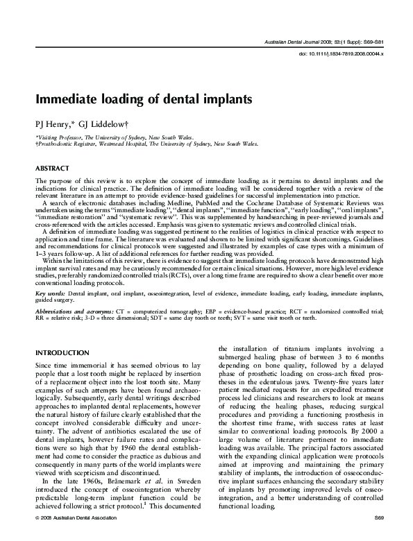 (PDF) Immediate loading of dental implants