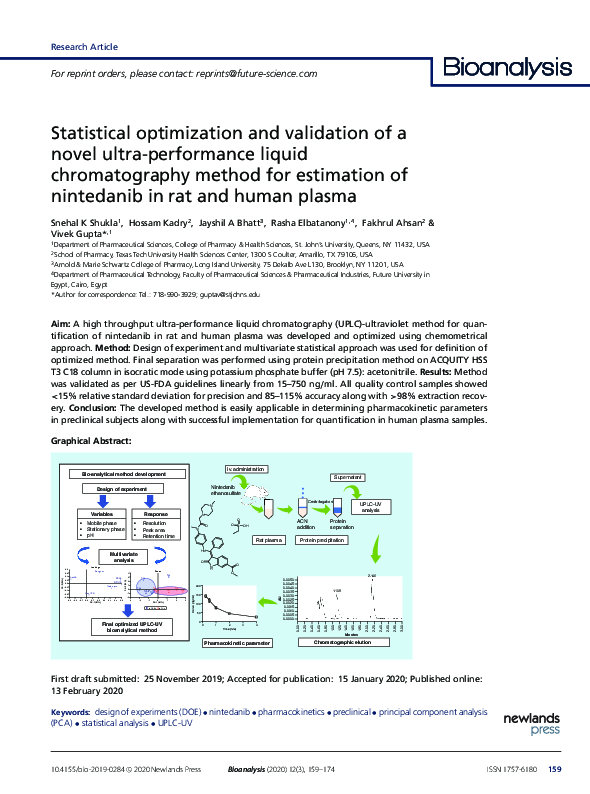 (PDF) Statistical optimization and validation of a novel ultra-performance liquid chromatography ...