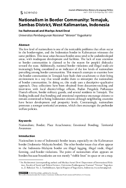 (PDF) Nationalism in Border Community: Temajuk, Sambas District, West ...