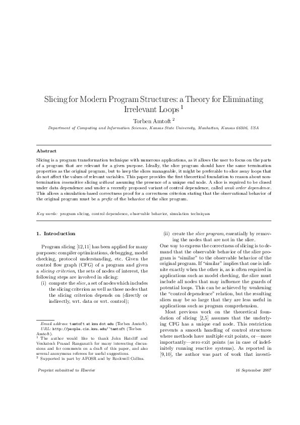 (PDF) Slicing for modern program structures: a theory for eliminating ...