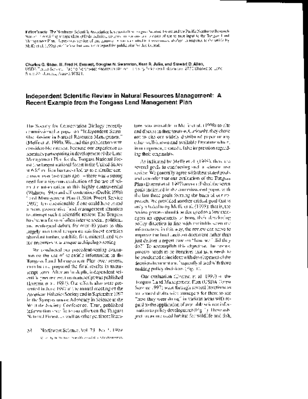(PDF) Independent Scientific Review in Natural Resources Management : A ...