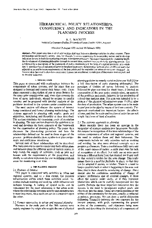 (PDF) Hierarchical policy relationships, consistency and indicators in the planning process ...