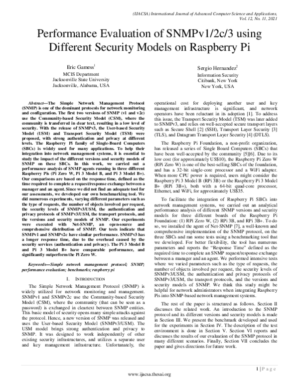 (PDF) Performance Evaluation of SNMPv1/2c/3 using Different Security ...