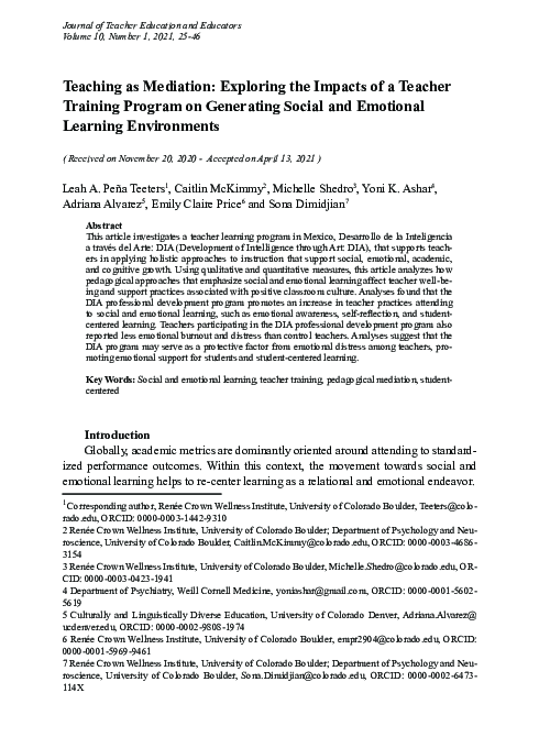 (PDF) Teaching as Mediation: Exploring the Impacts of a Teacher ...