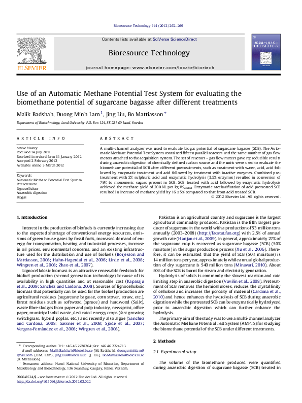 (PDF) Use of an Automatic Methane Potential Test System for evaluating ...