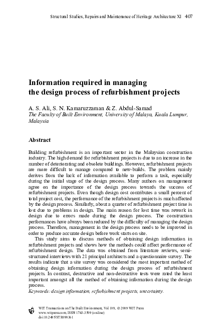 (PDF) Information required in managing the design process of ...