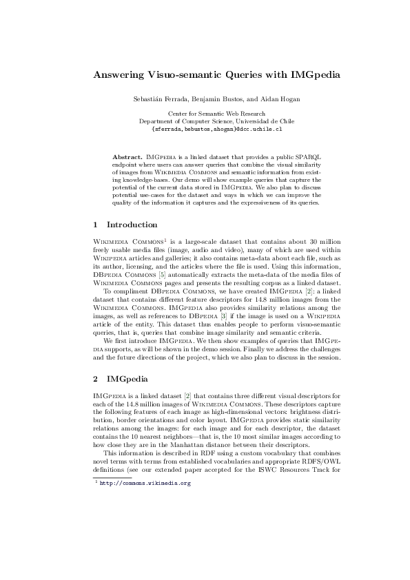 (PDF) Answering visuo-semantic queries with IMGpedia