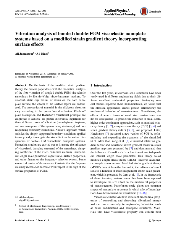 (PDF) Vibration analysis of bonded double-FGM viscoelastic nanoplate systems based on a modified ...
