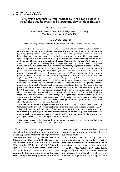 (PDF) Periphyton Response to Longitudinal Nutrient Depletion in a ...