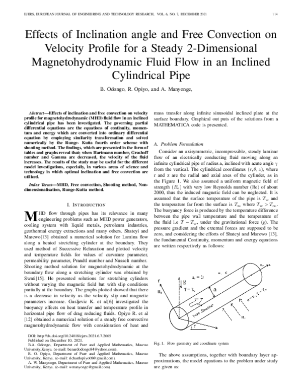 (PDF) Effects of Inclination angle and Free Convection on Velocity ...