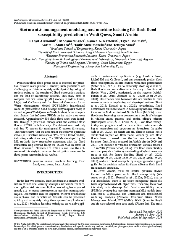 (PDF) Stormwater management modeling and machine learning for flash ...